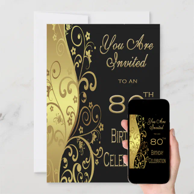 80th Birthday Party Personalized Invitation | Zazzle