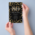 80th Birthday Party Program Gold Glitter w/ Menu Flyer | Zazzle