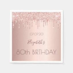 80th birthday party rose gold 80 years napkins | Zazzle