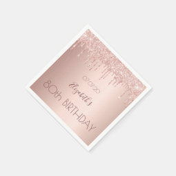 80th birthday party rose gold 80 years napkins | Zazzle