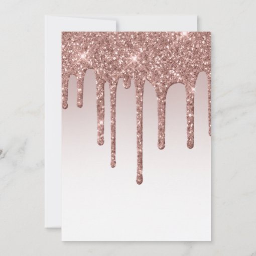 80th Birthday Party Rose Gold Glitter Drip Invitation Zazzle