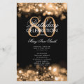 80th Birthday Program Glam Lights Gold Menu Flyer | Zazzle
