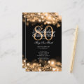 80th Birthday Program Glam Lights Gold w/ Menu | Zazzle