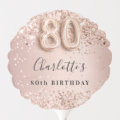 80th birthday rose gold blush glitter name balloon | Zazzle