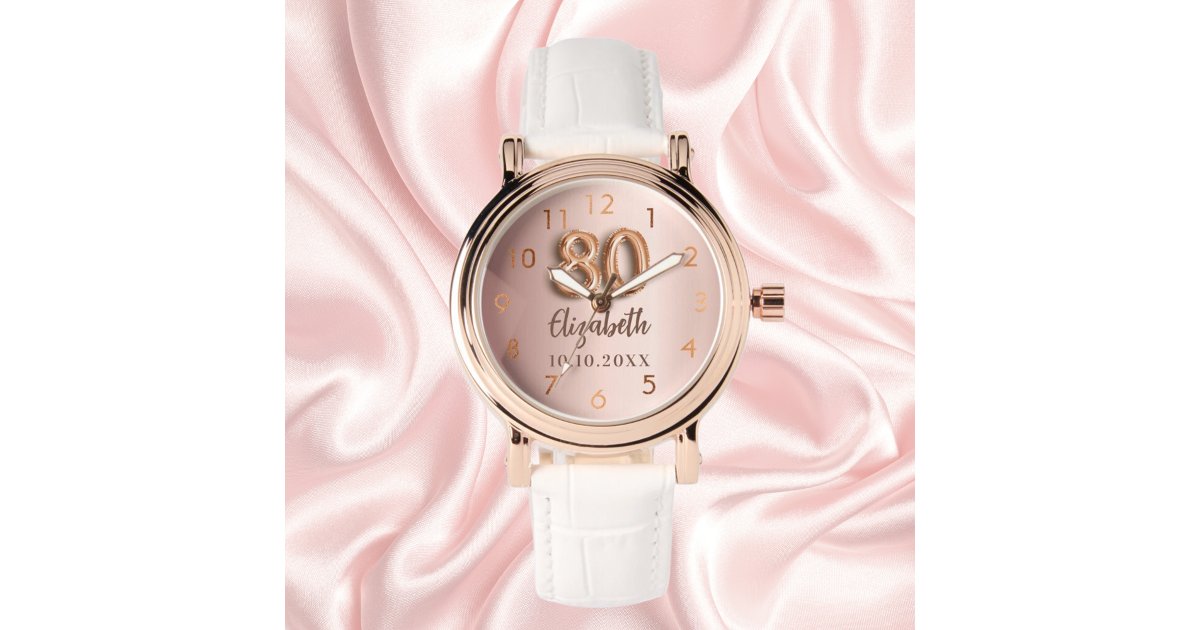 80th Birthday rose gold name Watch | Zazzle