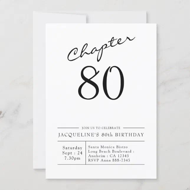80th Birthday Script 80 Party Invitation | Zazzle