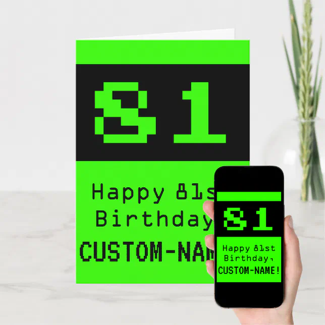 81st Birthday: Nerdy / Geeky Style "81" and Name Card | Zazzle