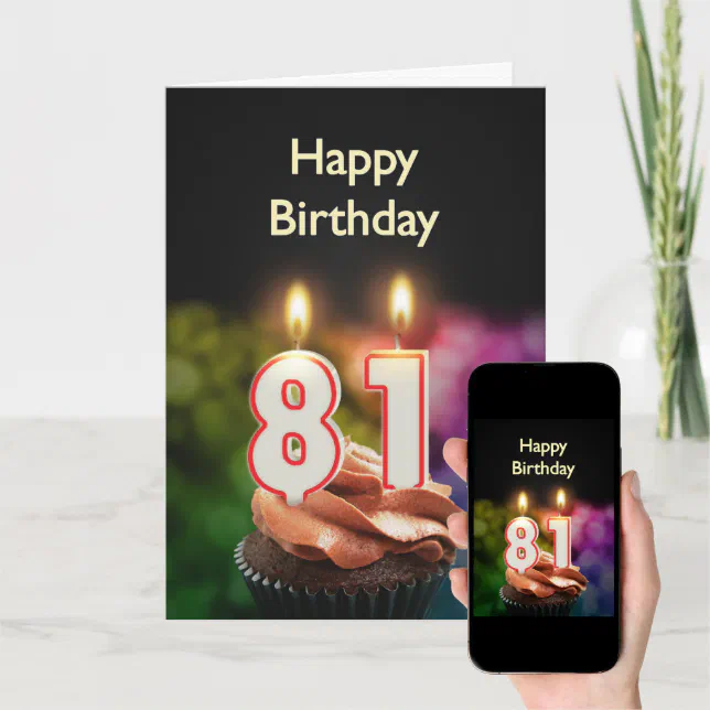 81st Birthday with cake and candles Card | Zazzle