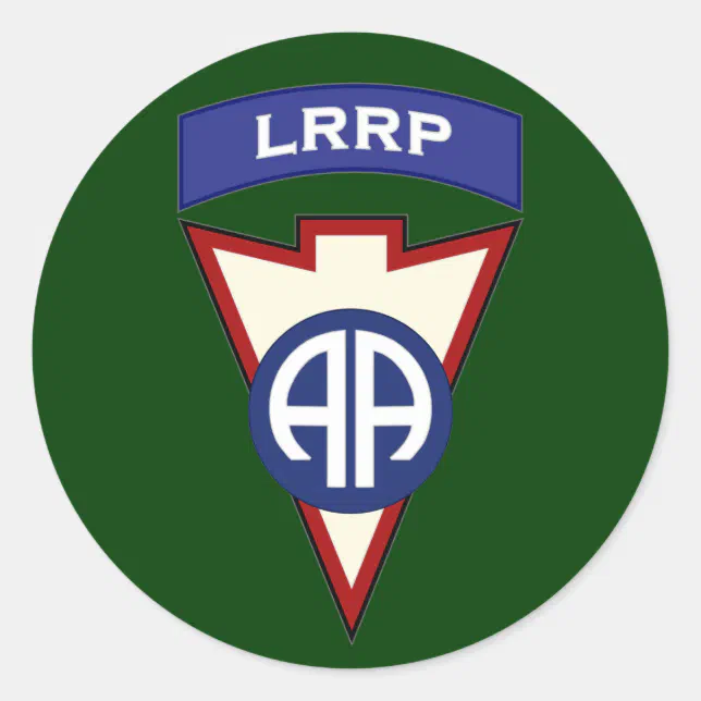82d Airborne LRRP Recondo pocket patch Classic Round Sticker | Zazzle