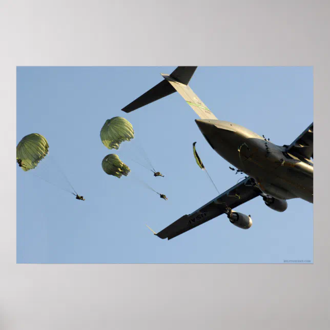 82nd Airborne jump from C-17 Poster | Zazzle