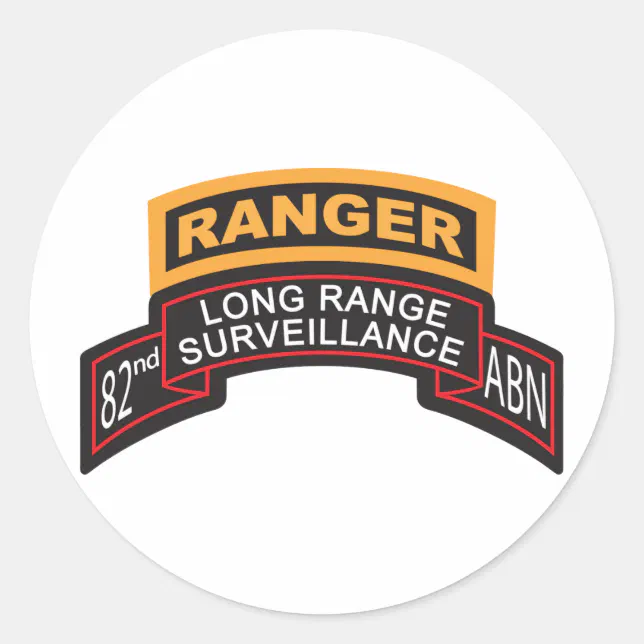 82nd Airborne LRS Scroll, Ranger Tab Classic Round Sticker | Zazzle