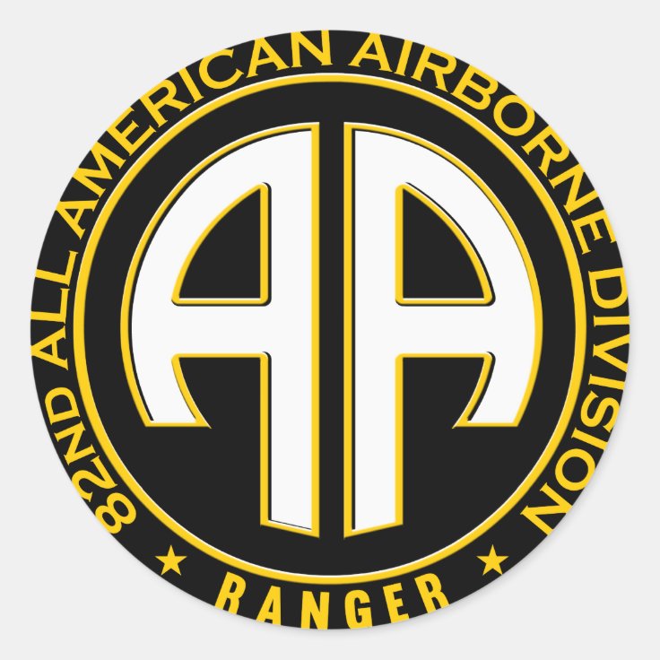 82nd All American Airborne Ranger Casual Patch Classic Round Sticker ...