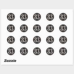 #83 Black Circle Classic Round Sticker | Zazzle