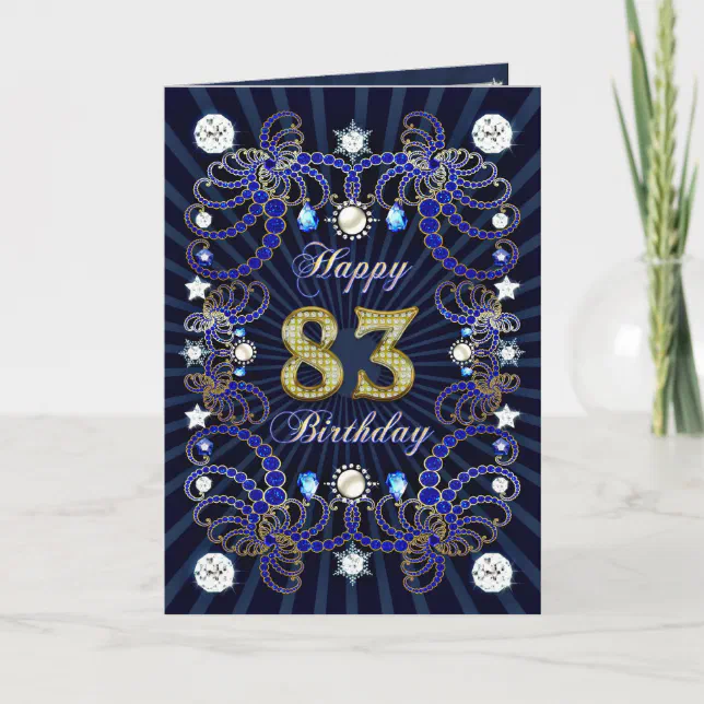 83rd birthday card with masses of jewels | Zazzle