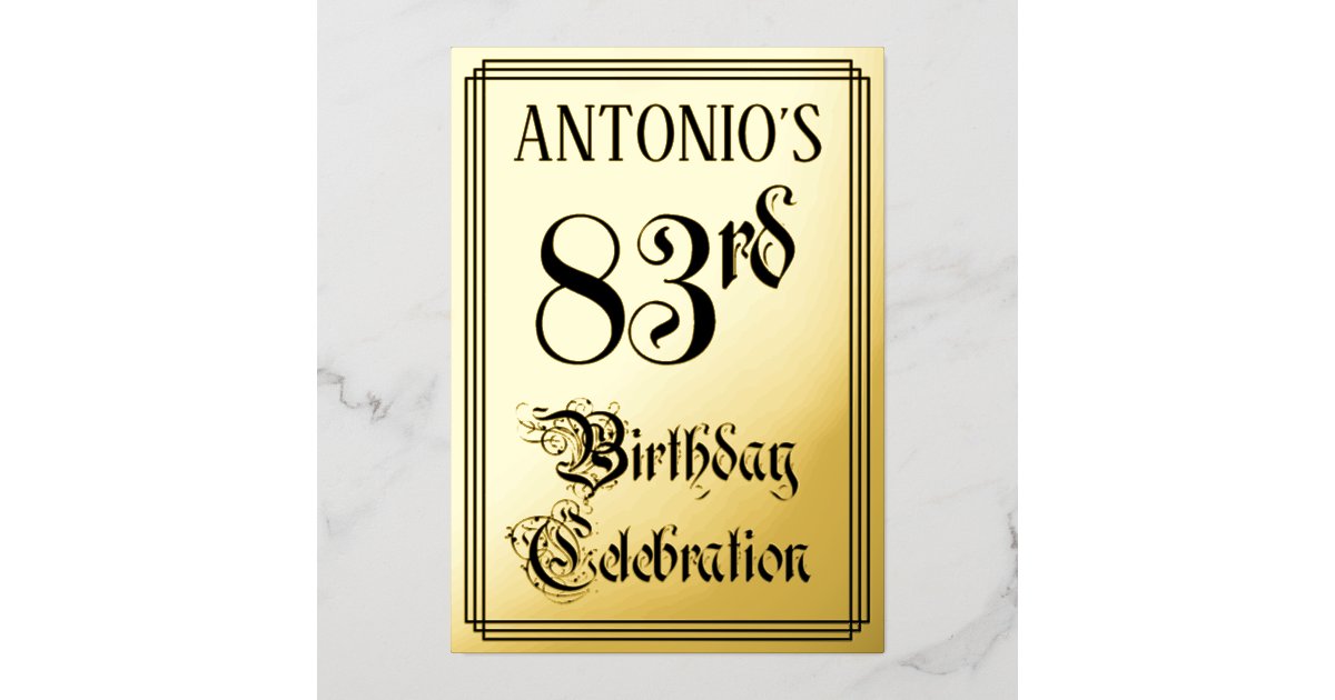 83rd Birthday Party — Elegant Script + Custom Name Foil Invitation | Zazzle