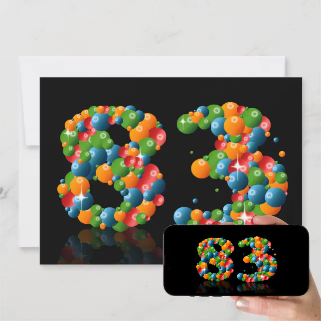 83rd Birthday party, with bubbles and balls Invitation | Zazzle