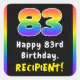 83rd Birthday: Rainbow Spectrum # 83, Custom Name Square Sticker | Zazzle
