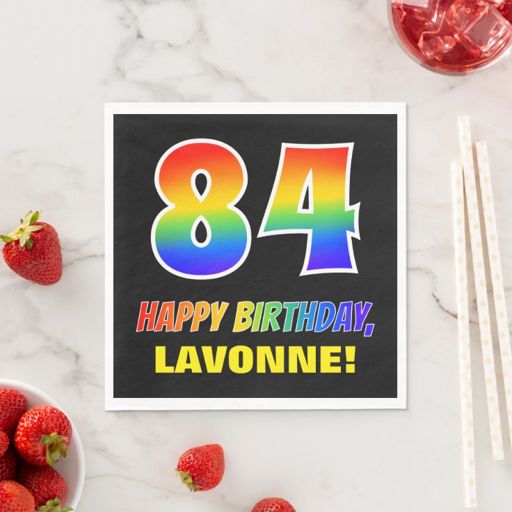 84th Birthday: Bold, Fun, Simple, Rainbow 84 Napkins | Zazzle