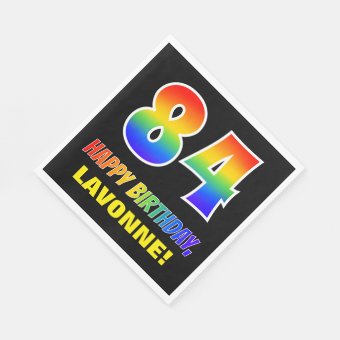 84th Birthday: Bold, Fun, Simple, Rainbow 84 Napkins | Zazzle