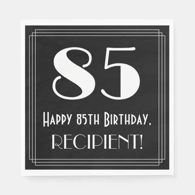 85th Birthday ~ Art Deco Inspired Look "85", Name Napkins | Zazzle