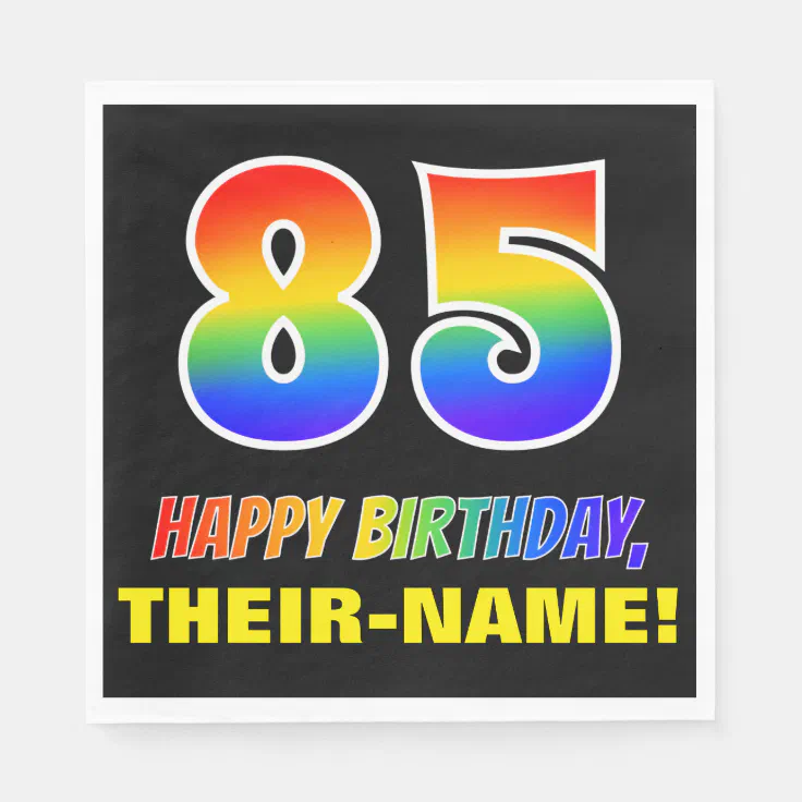 85th Birthday: Bold, Fun, Simple, Rainbow 85 Napkins | Zazzle