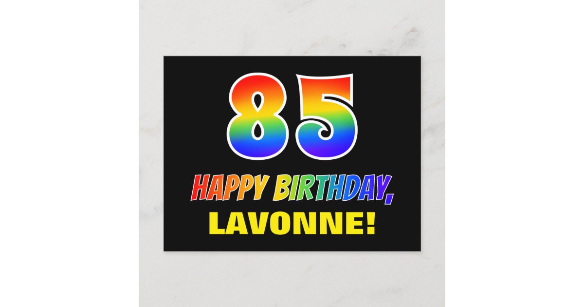 85th Birthday: Bold, Fun, Simple, Rainbow 85 Postcard | Zazzle