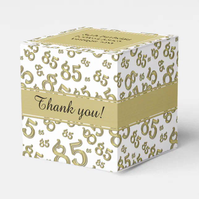 85th Birthday Gold/White collage pattern Favor Boxes | Zazzle