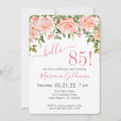 85th Birthday Invitations Pink Floral Modern Party | Zazzle