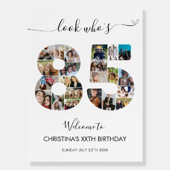 85th Birthday Number 85 Photo Collage Welcome Foam Board | Zazzle