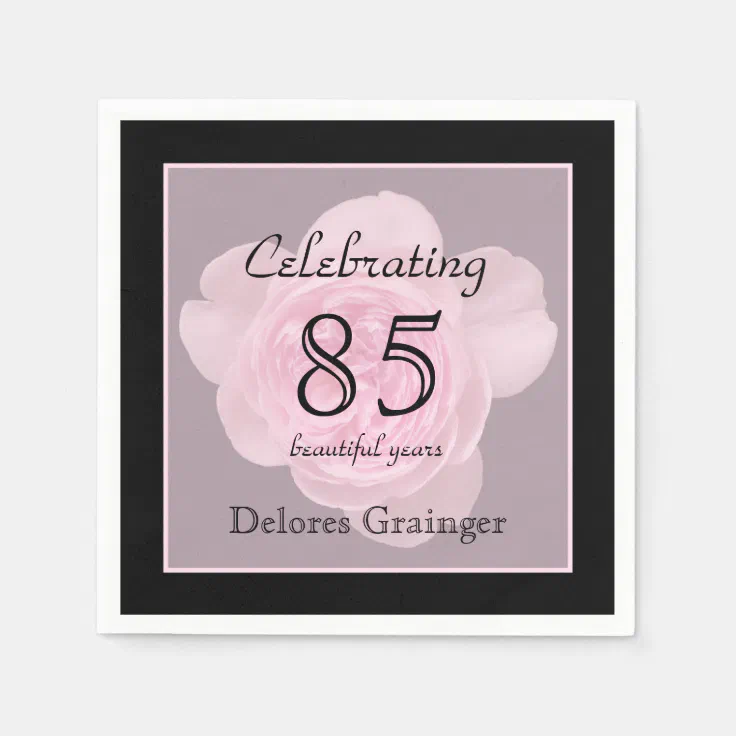 85th Birthday Party Rose Paper Napkins | Zazzle