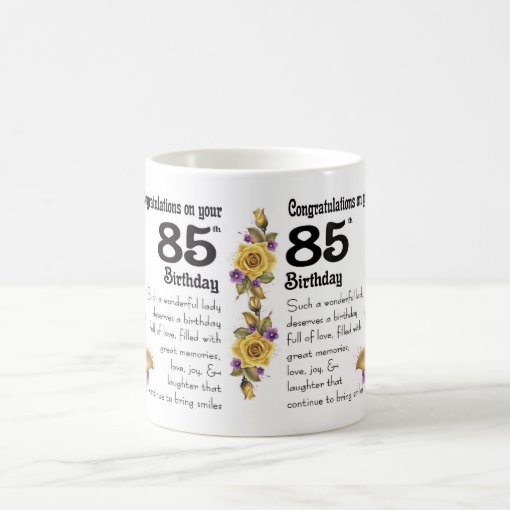 85th Birthday Yellow Rose And Butterfly Gift Mug, Coffee Mug | Zazzle