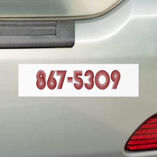 867-5309 BUMPER STICKER | Zazzle