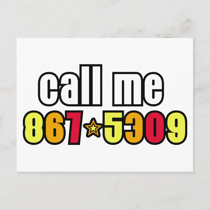 867-5309 POSTCARD | Zazzle
