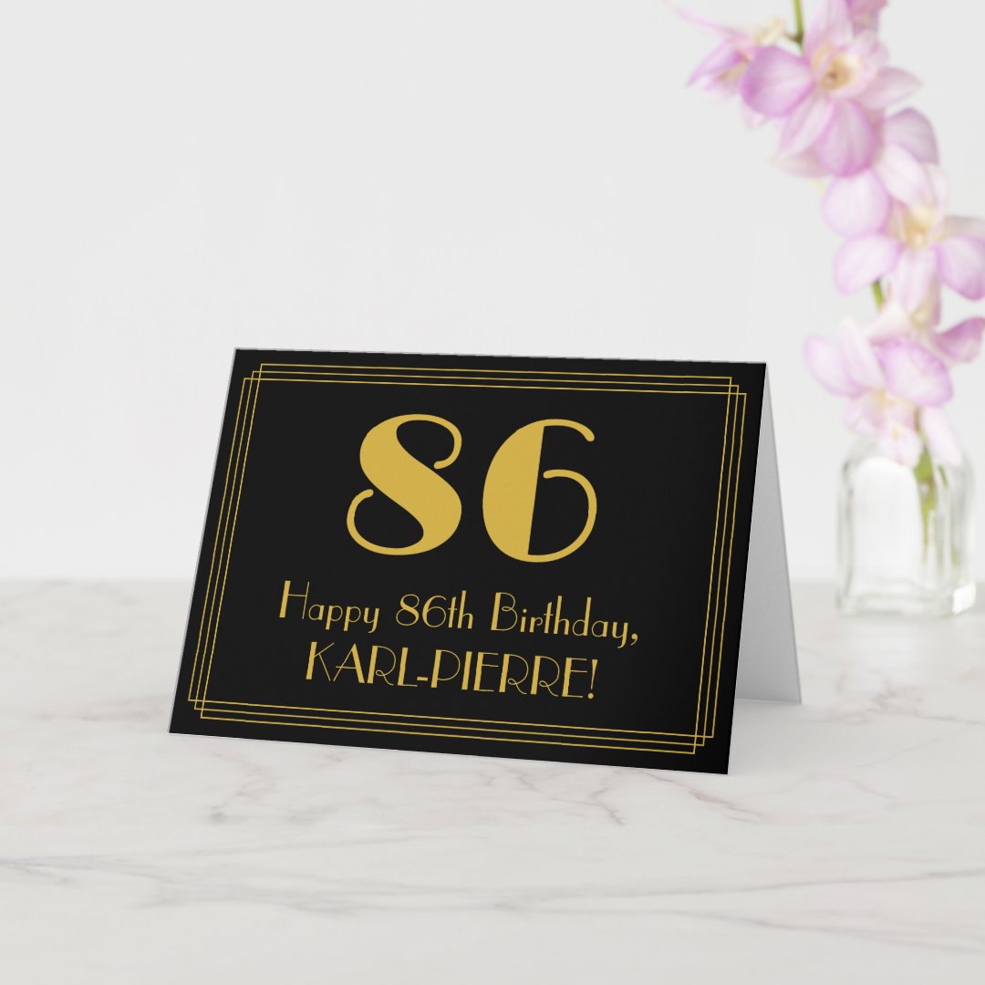 86th Birthday: Art Deco Inspired Look "86" + Name Card | Zazzle