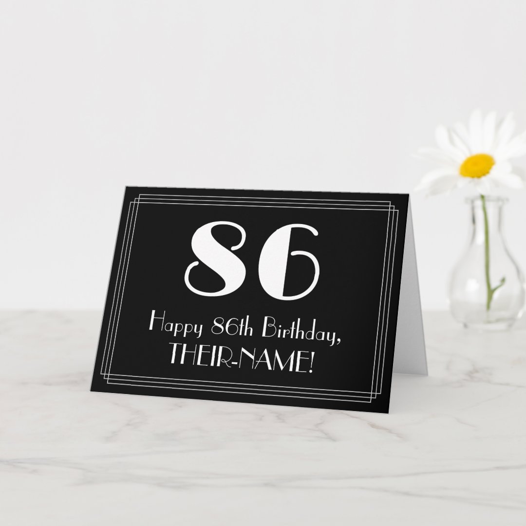 86th Birthday ~ Art Deco Inspired Look "86", Name Card | Zazzle