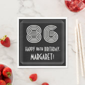 86th Birthday: Art Deco Inspired Look "86" + Name Napkins | Zazzle