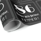 86th Birthday - Art Deco Inspired Look "86", Name Wrapping Paper | Zazzle