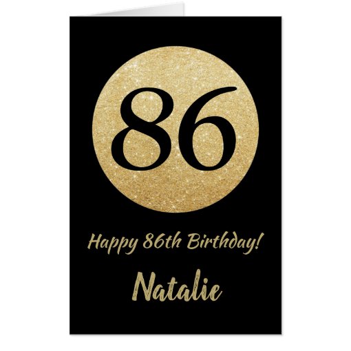 86th Birthday Black Gold Glitter Extra Large Jumbo Card | Zazzle