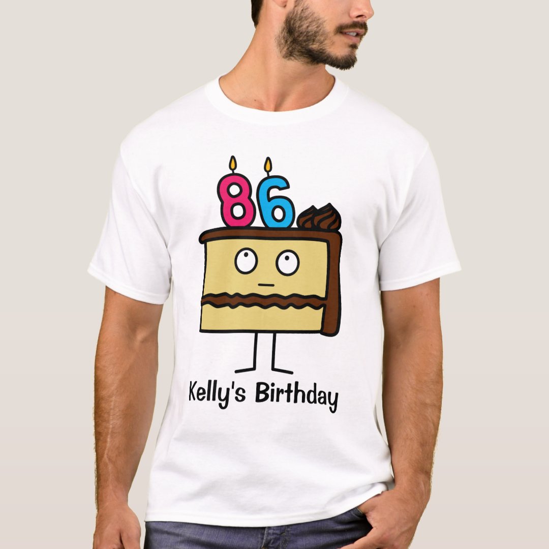 86th Birthday Cake with Candles T-Shirt | Zazzle