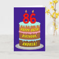 86th Birthday: Fun Cake and Candles + Custom Name Card | Zazzle
