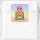 86th Birthday: Fun Cake and Candles + Custom Name Square Sticker | Zazzle