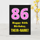 86th Birthday: Pink Stripes and Hearts "86" + Name Card | Zazzle