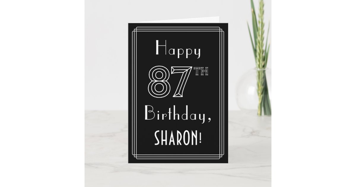 87th Birthday: Art Deco Style # 87 & Custom Name Card | Zazzle