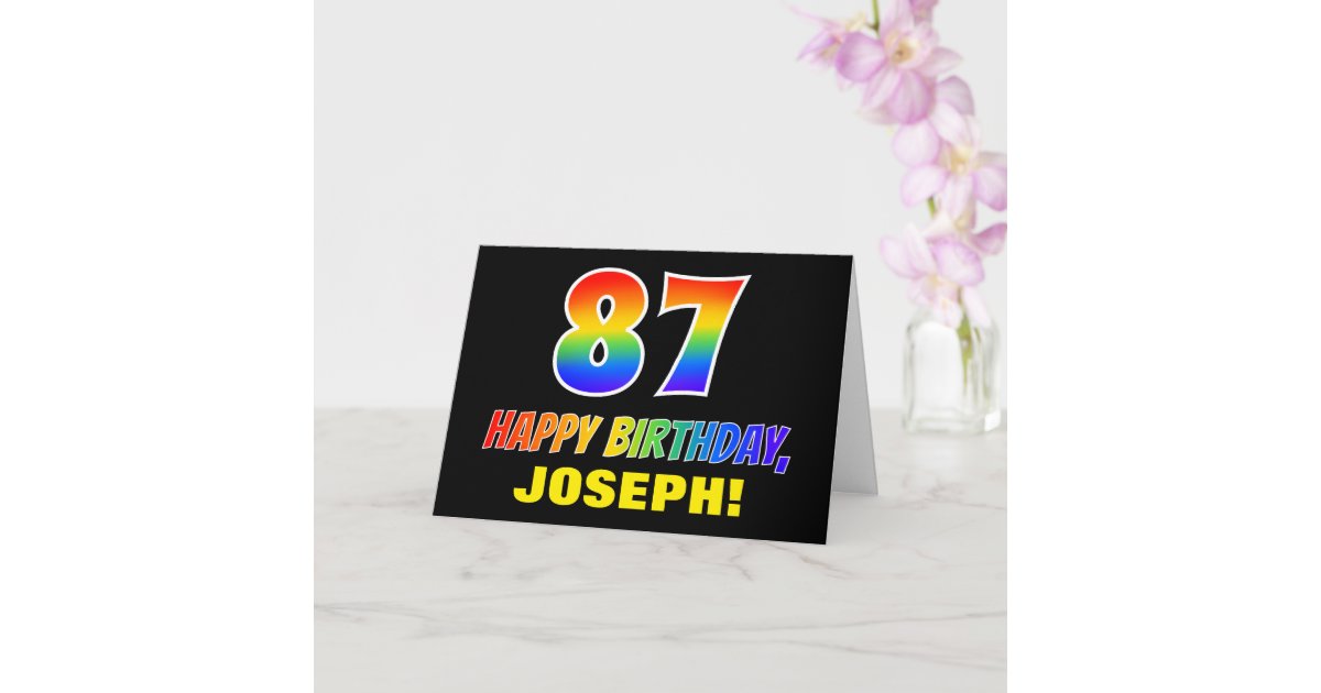87th Birthday: Bold, Fun, Simple, Rainbow 87 Card | Zazzle