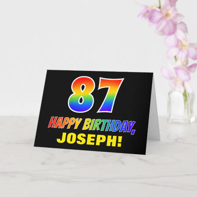 87th Birthday: Bold, Fun, Simple, Rainbow 87 Card | Zazzle