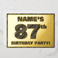 87th Birthday Party — Bold, Faux Wood Grain Text Foil Invitation | Zazzle