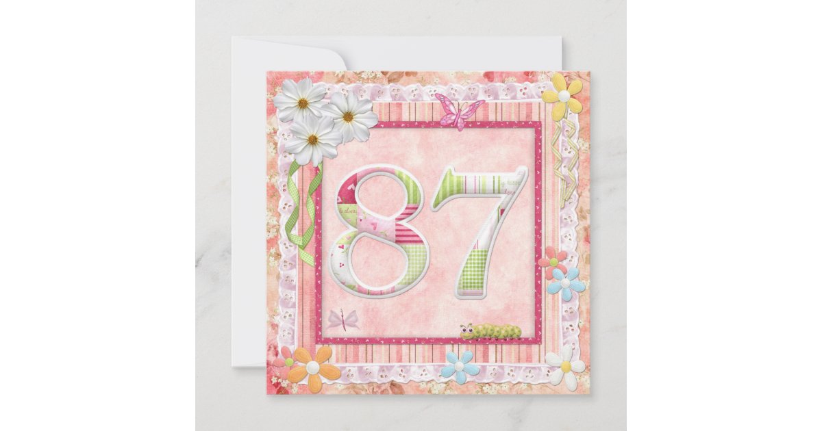87th birthday party scrapbooking style invitation | Zazzle