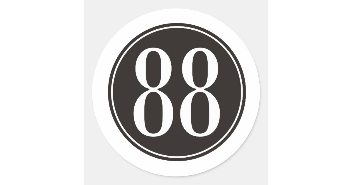 #88 Black Circle Classic Round Sticker | Zazzle