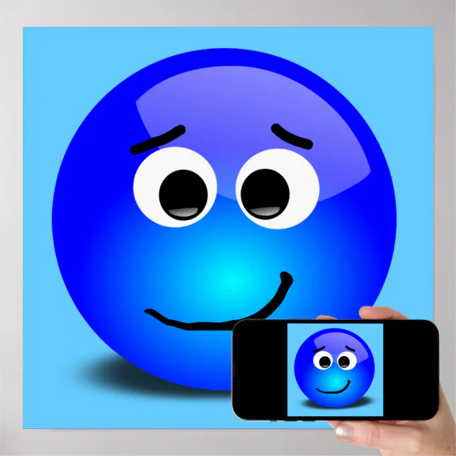 88-Free-3D-Apprehensive-Smiley-Face-Clipart-Illust Poster | Zazzle