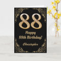 88th Birthday Black and Gold Glitter Frame Card | Zazzle